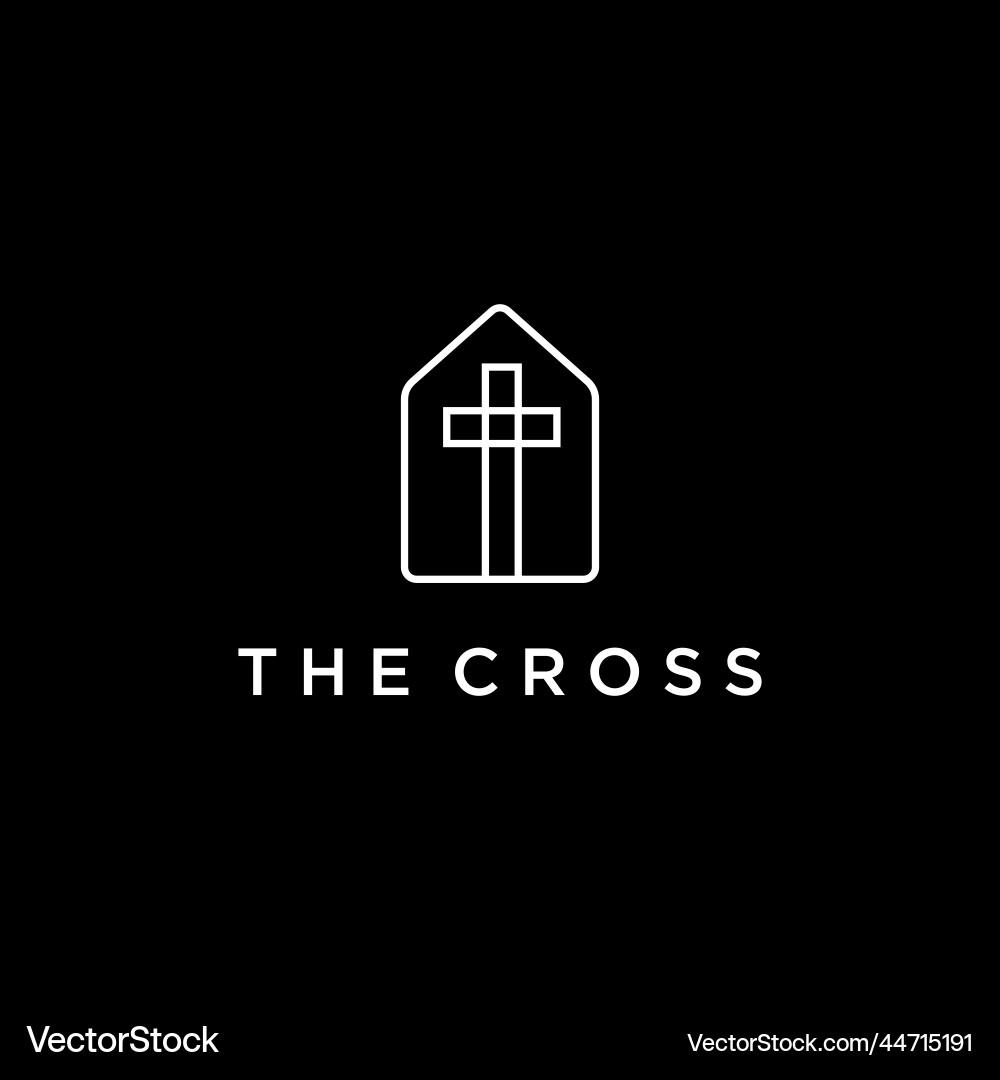 Church minimal line logo icon design Royalty Free Vector