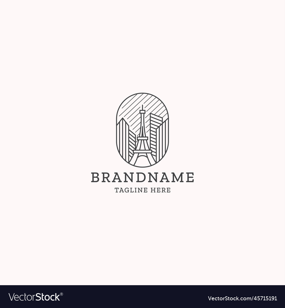 Eiffel tower line art logo icon design template Vector Image