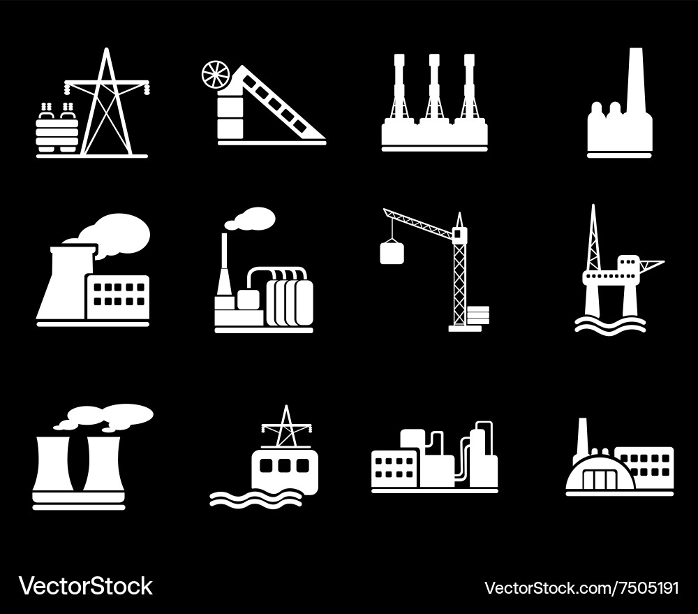 Factory and Industry Symbols Royalty Free Vector Image