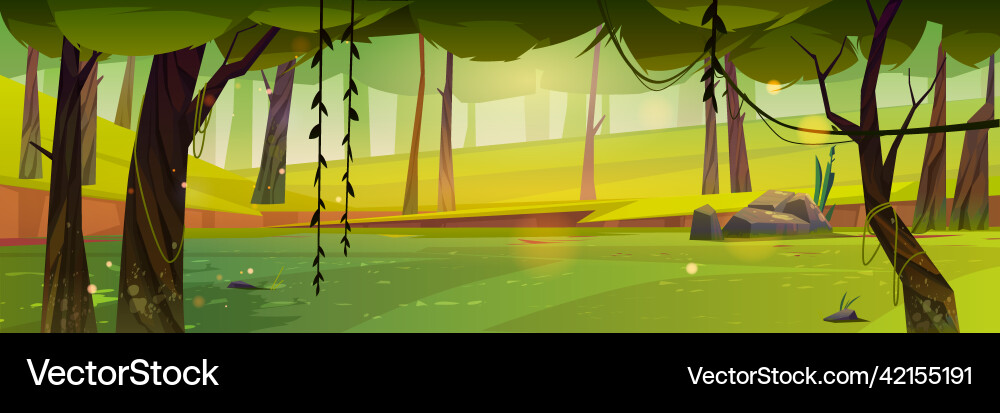 Forest landscape cartoon nature summer background Vector Image