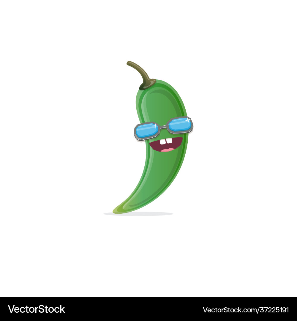 Funny cartoon green hot chilli pepper Royalty Free Vector