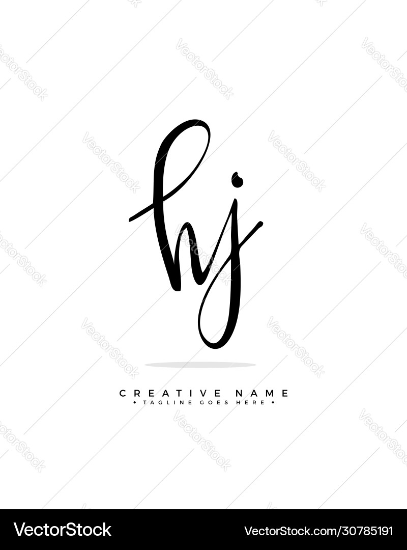 H j hj initial logo signature handwriting Vector Image