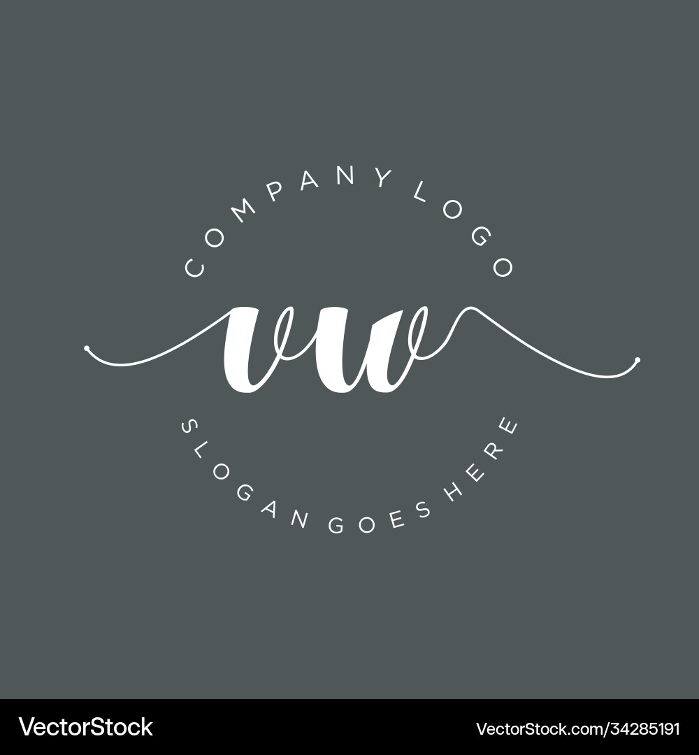 Initial vw handwriting logo with circle template Vector Image
