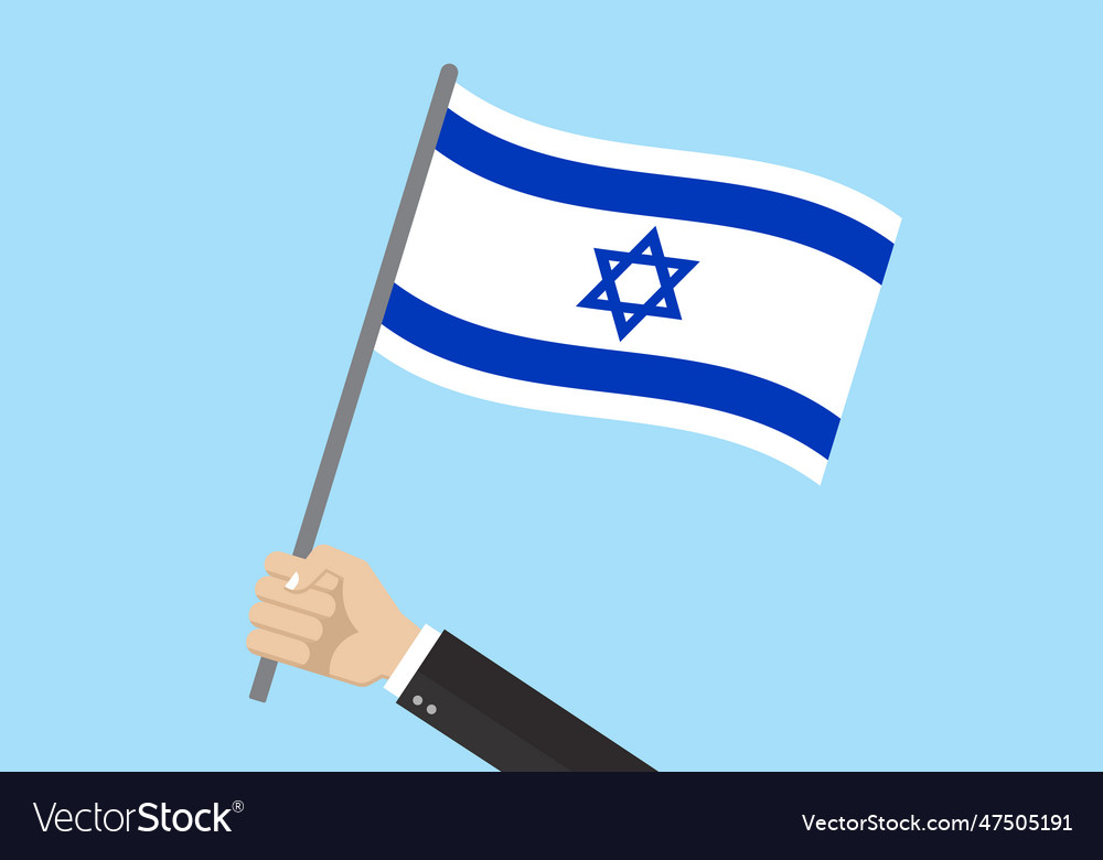 Israel waving flag hand holding israeli flag Vector Image
