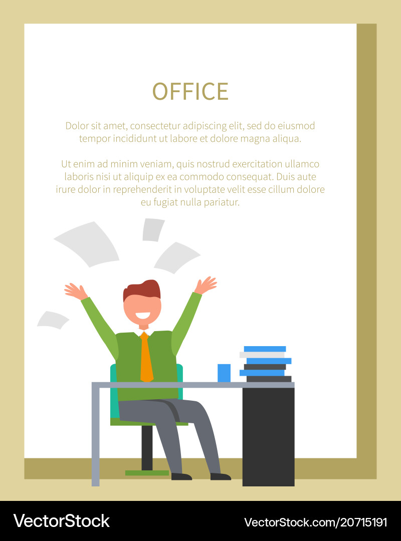 Office worker businessman at work happy man Vector Image