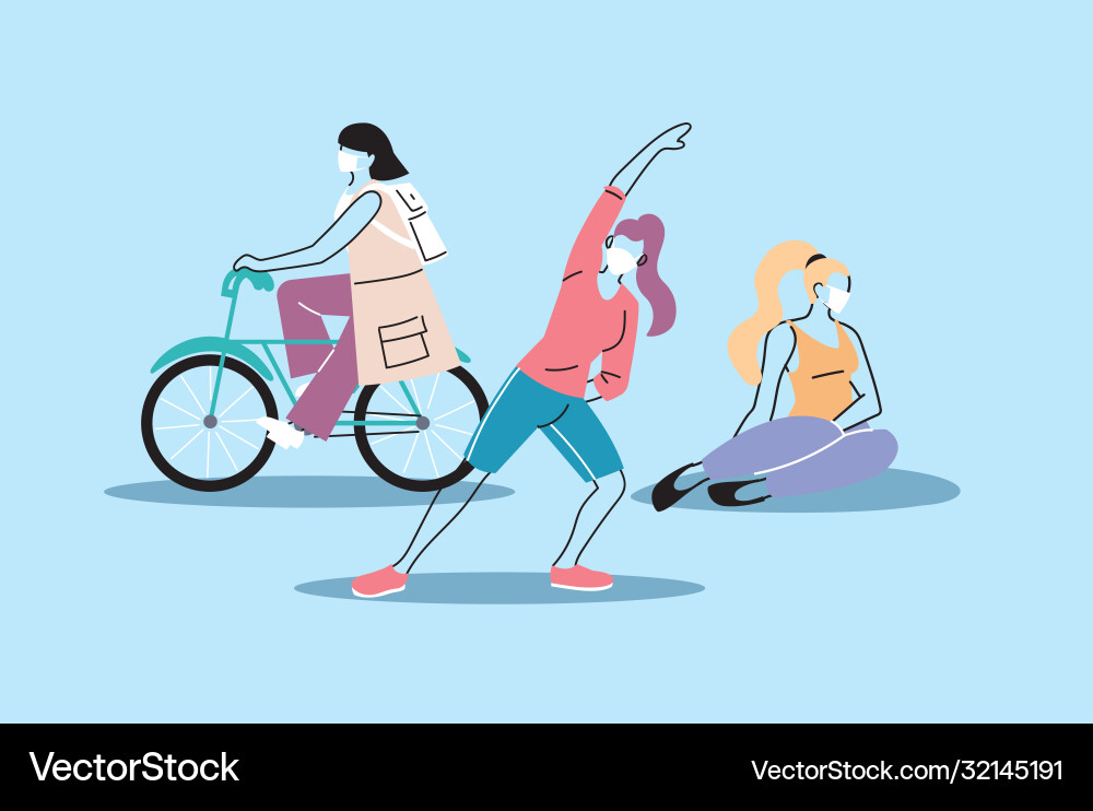 People doing physical activity healthy lifestyle Vector Image