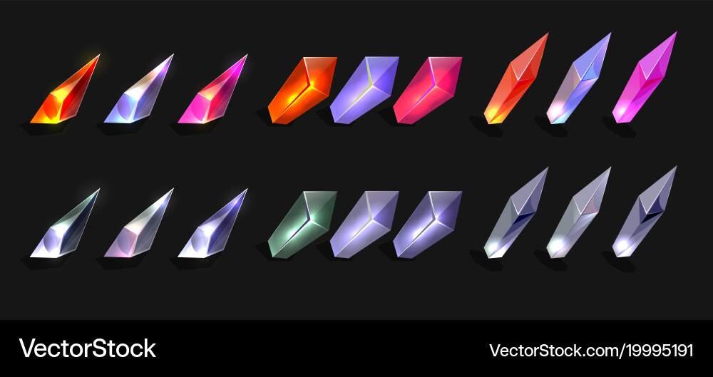 Rock stones crystals isolated icons Royalty Free Vector