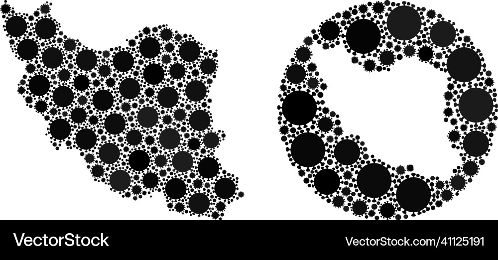 Sars virus mosaic stencil and black iran map Vector Image
