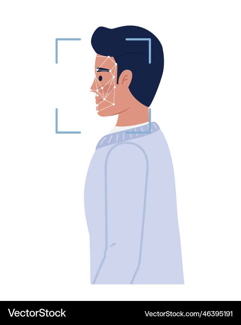 Scanning man face semi flat color character Vector Image