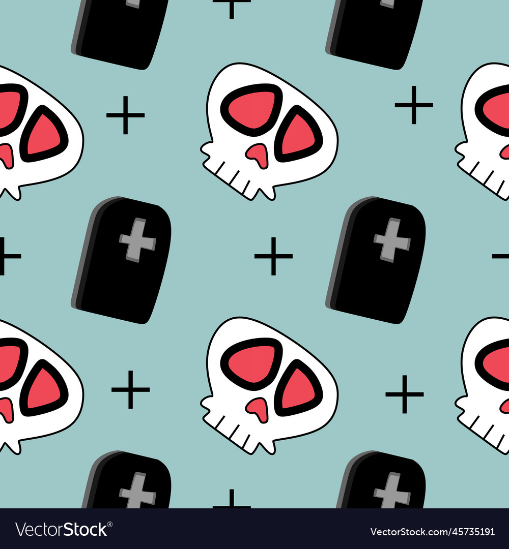 Seamless halloween pattern with skull Royalty Free Vector