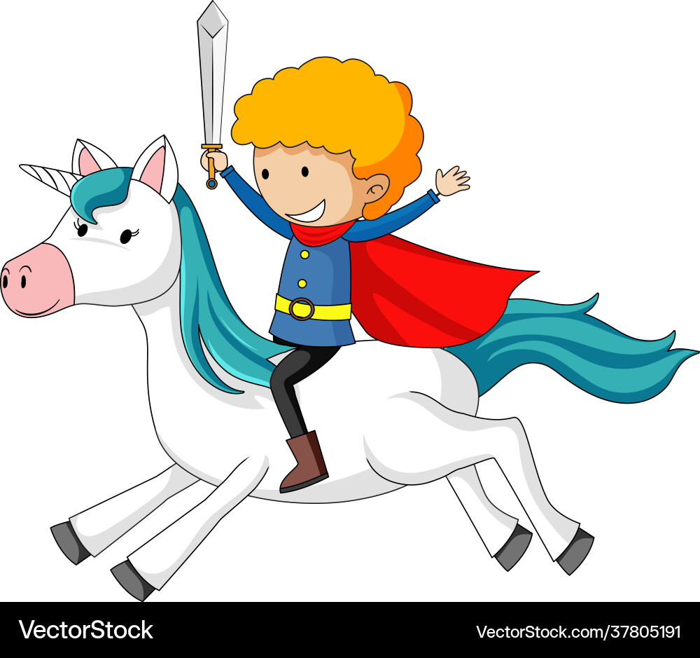 Simple cartoon character a prince riding Vector Image