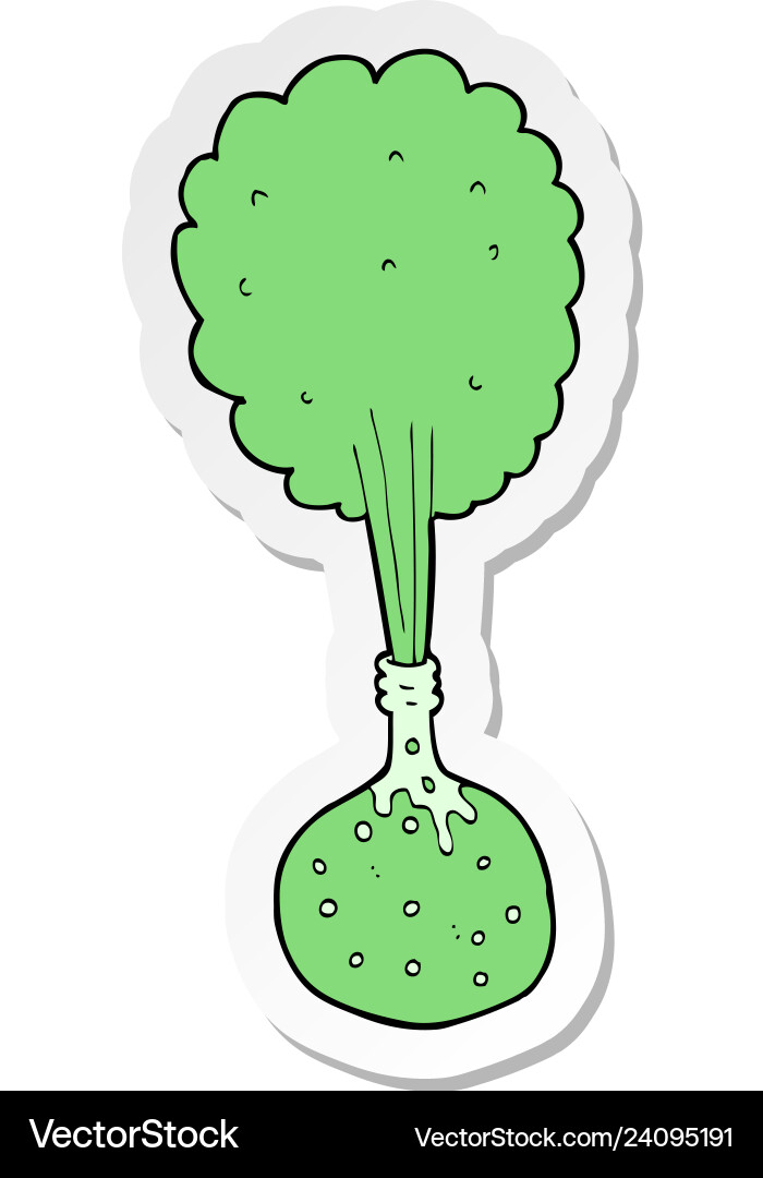 Sticker of a cartoon science experiment Royalty Free Vector