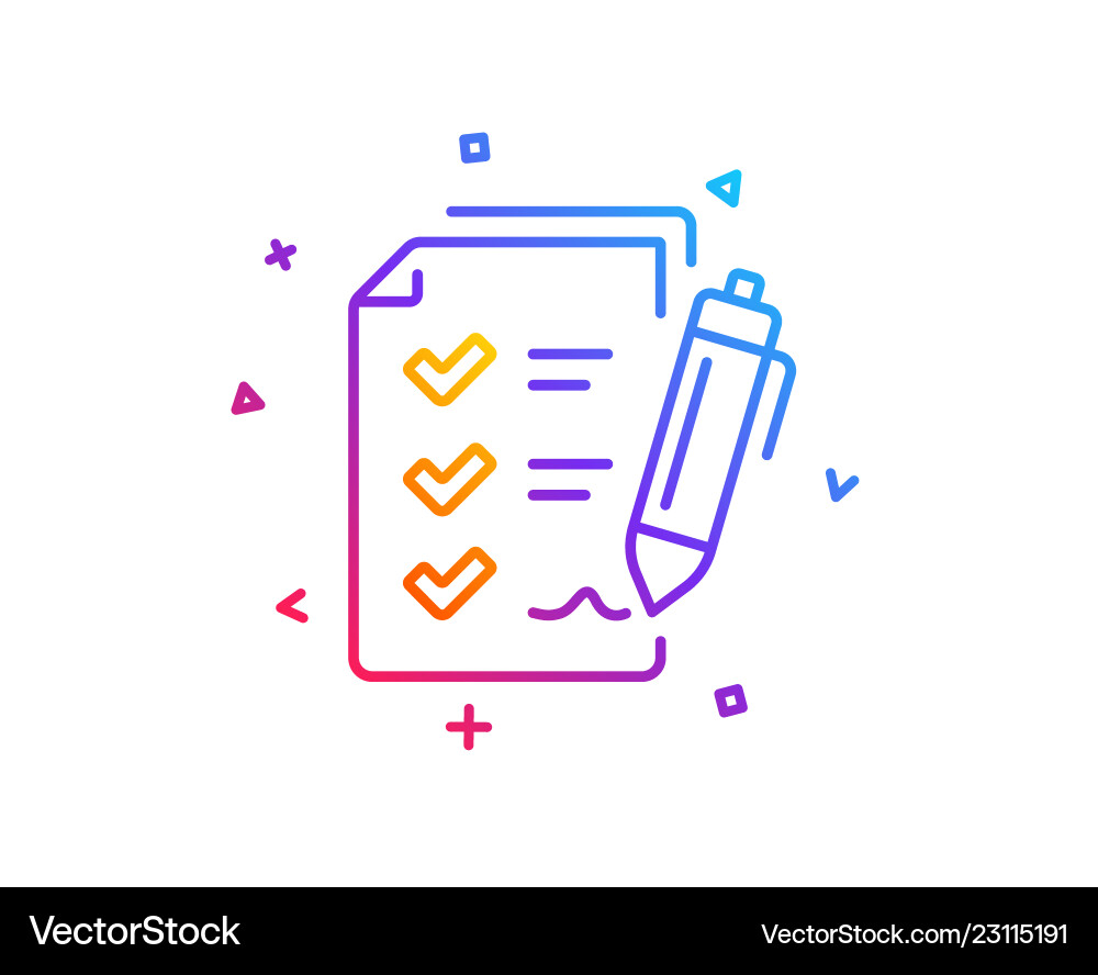 Survey checklist line icon report sign Royalty Free Vector