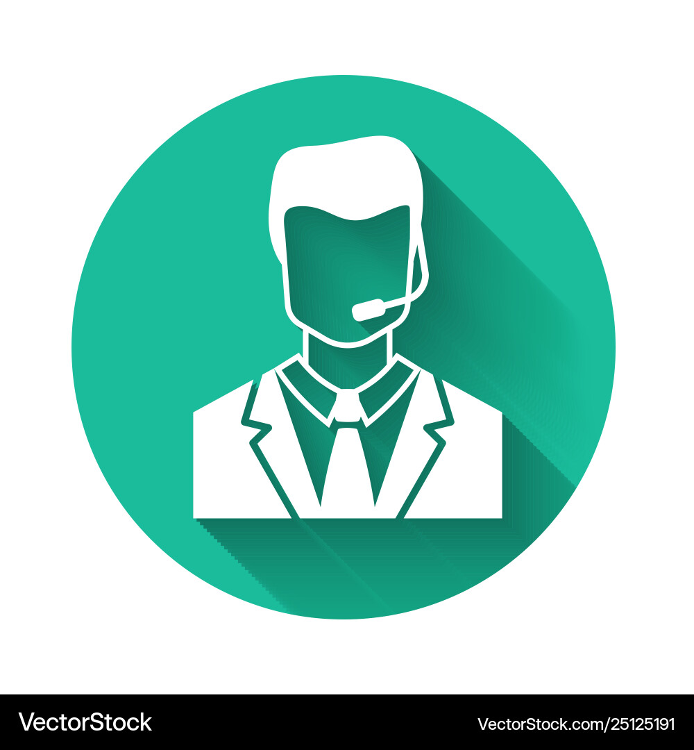 White man with a headset icon isolated with long Vector Image