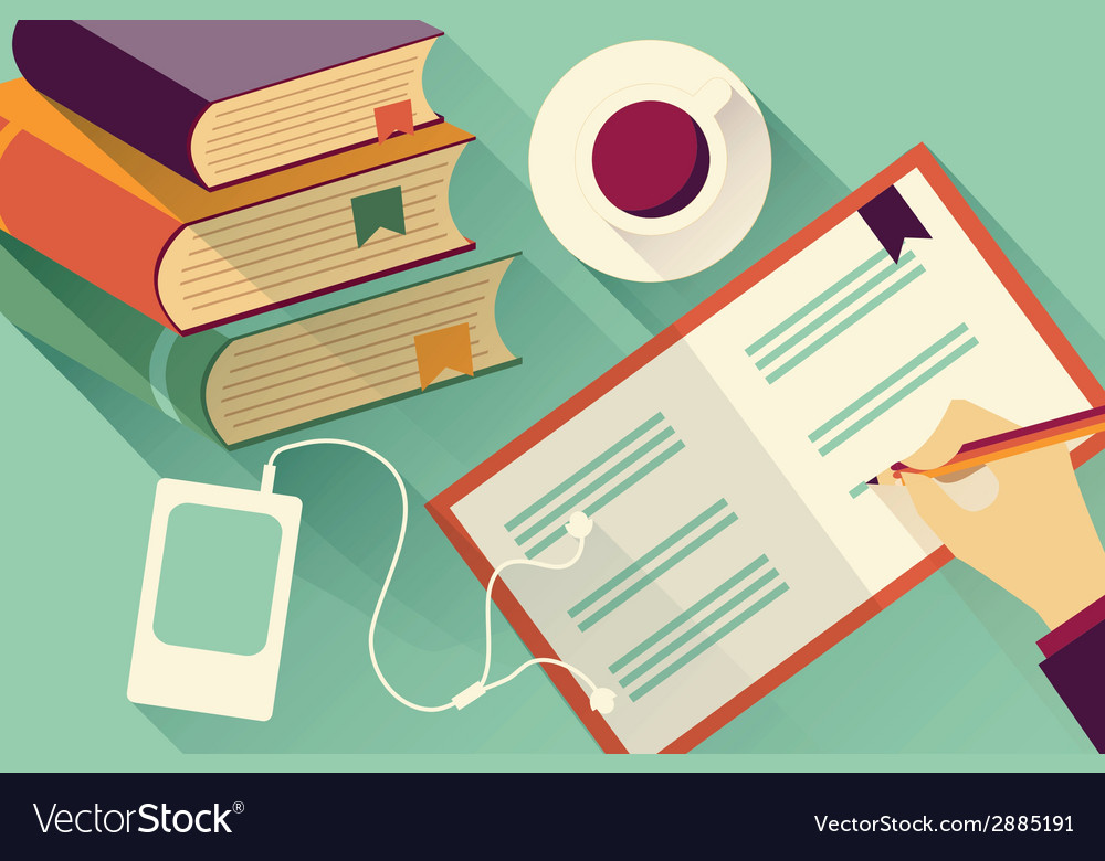 Writing into notebook background with stack Vector Image