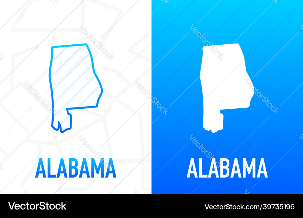 Alabama - us state contour line in white Vector Image