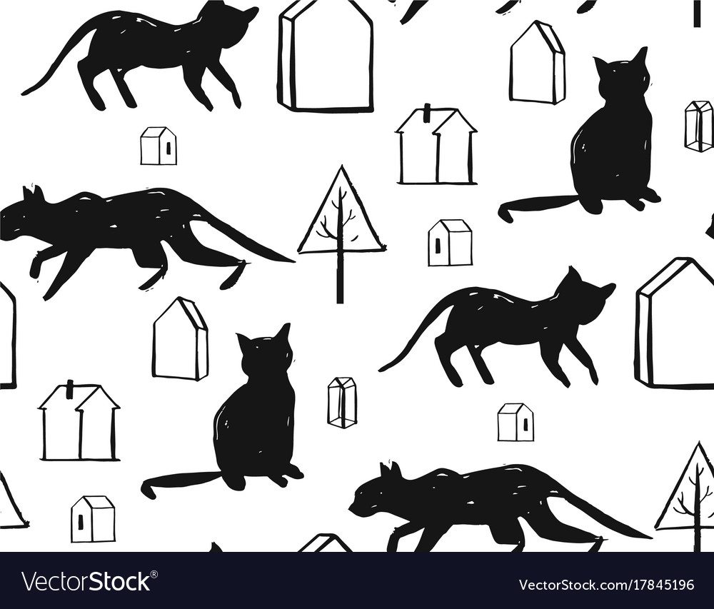 Cats seamless pattern Royalty Free Vector Image