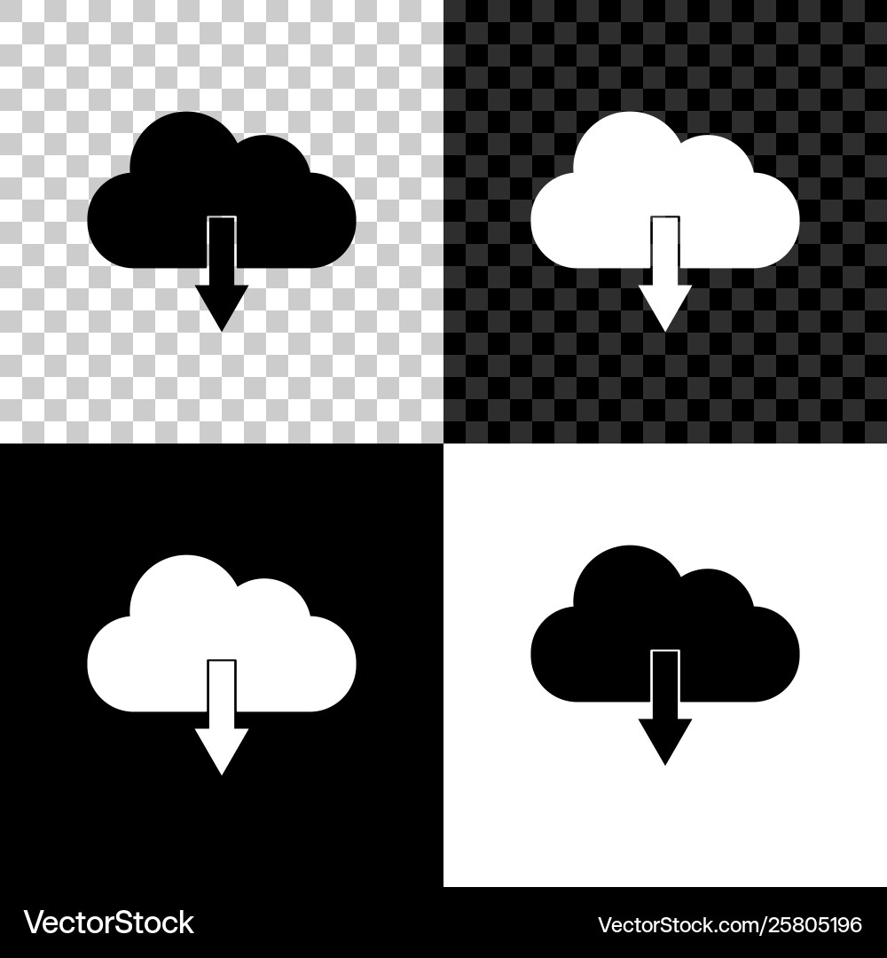 Cloud download icon isolated on black white Vector Image