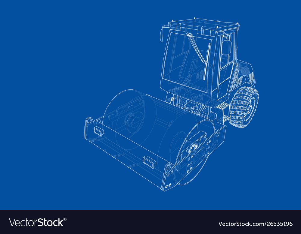 Construction machine asphalt compactor Royalty Free Vector