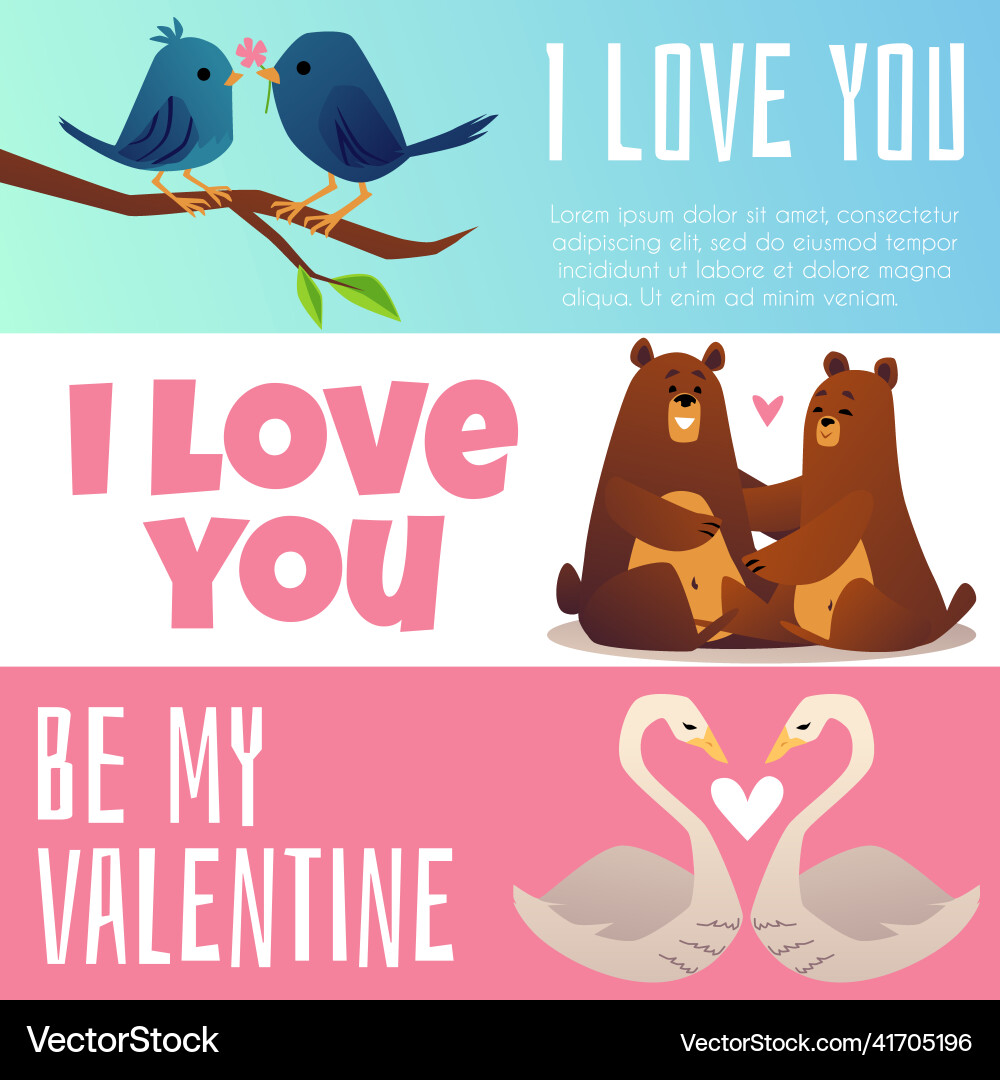 Couples of animals set banners or posters Vector Image