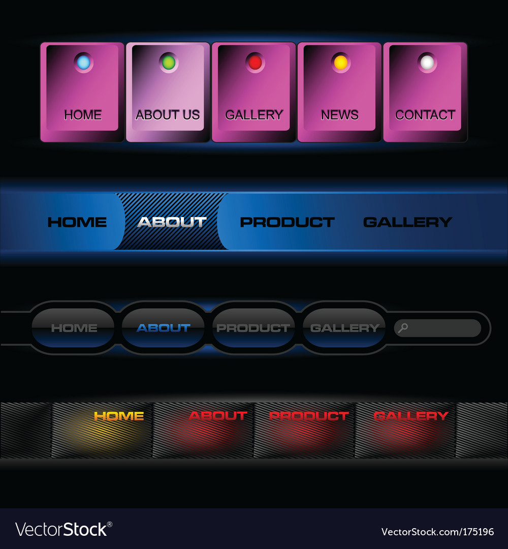 Editable website buttons Royalty Free Vector Image