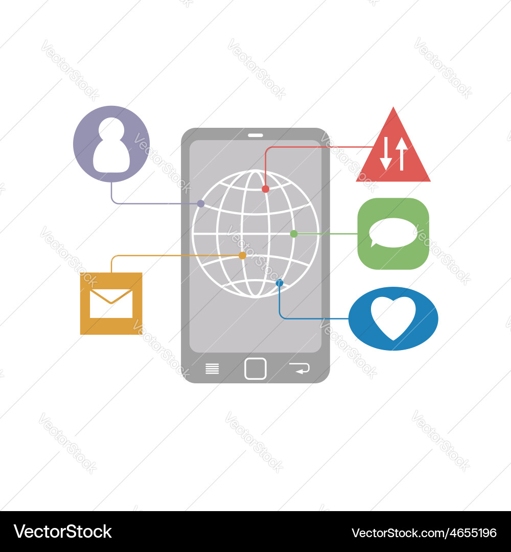 Flat Mobile Infographic of communication icons on Vector Image