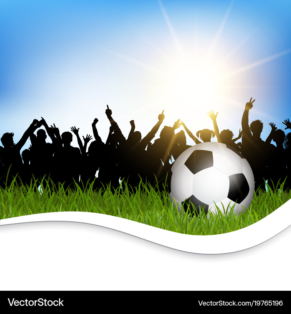 Football in grass with cheering crowd Royalty Free Vector