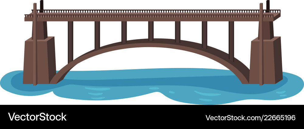 Large bridge over lake straight footbridge Vector Image