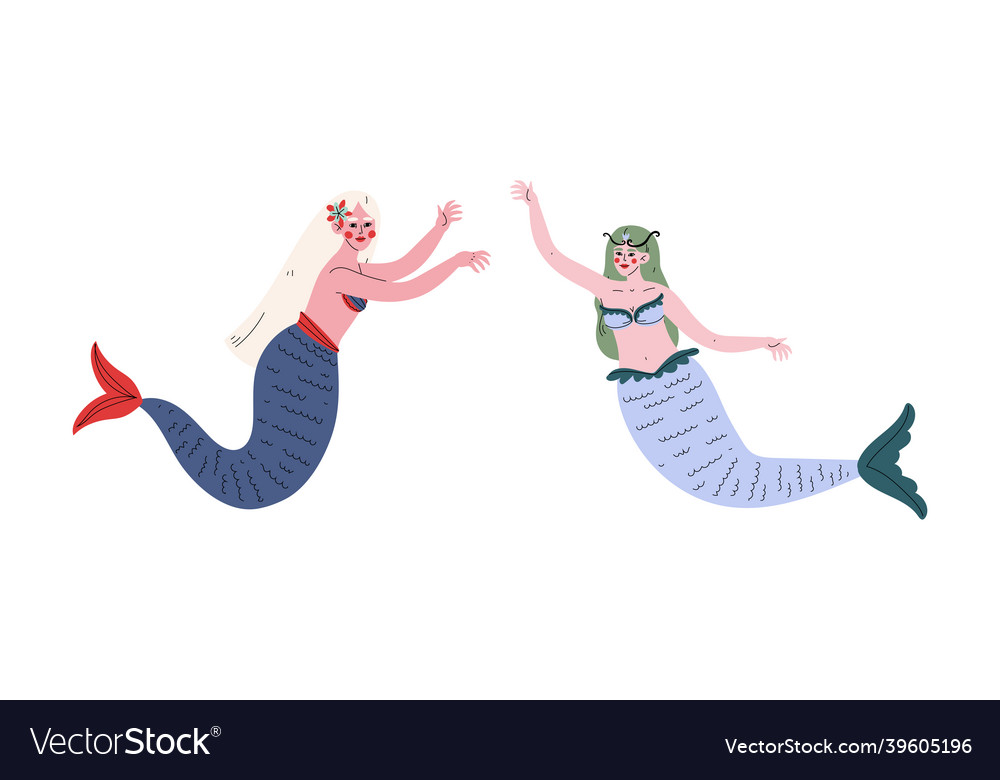 Mermaid Or Seamaid With Lush Hair Floating Vector Image