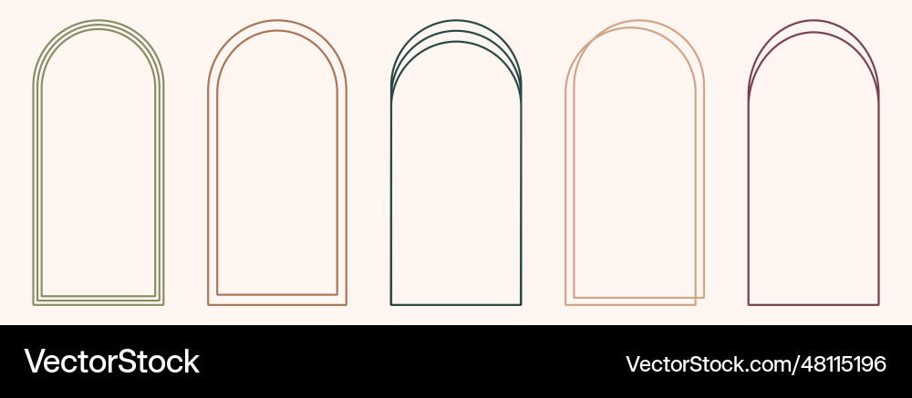 Modern minimalist aesthetic line arch frames in Vector Image