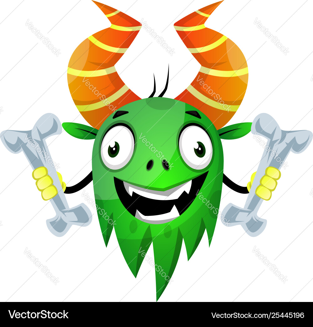 Monster holding bones on white background Vector Image