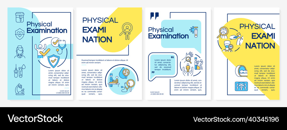 Physical examination blue and yellow brochure Vector Image