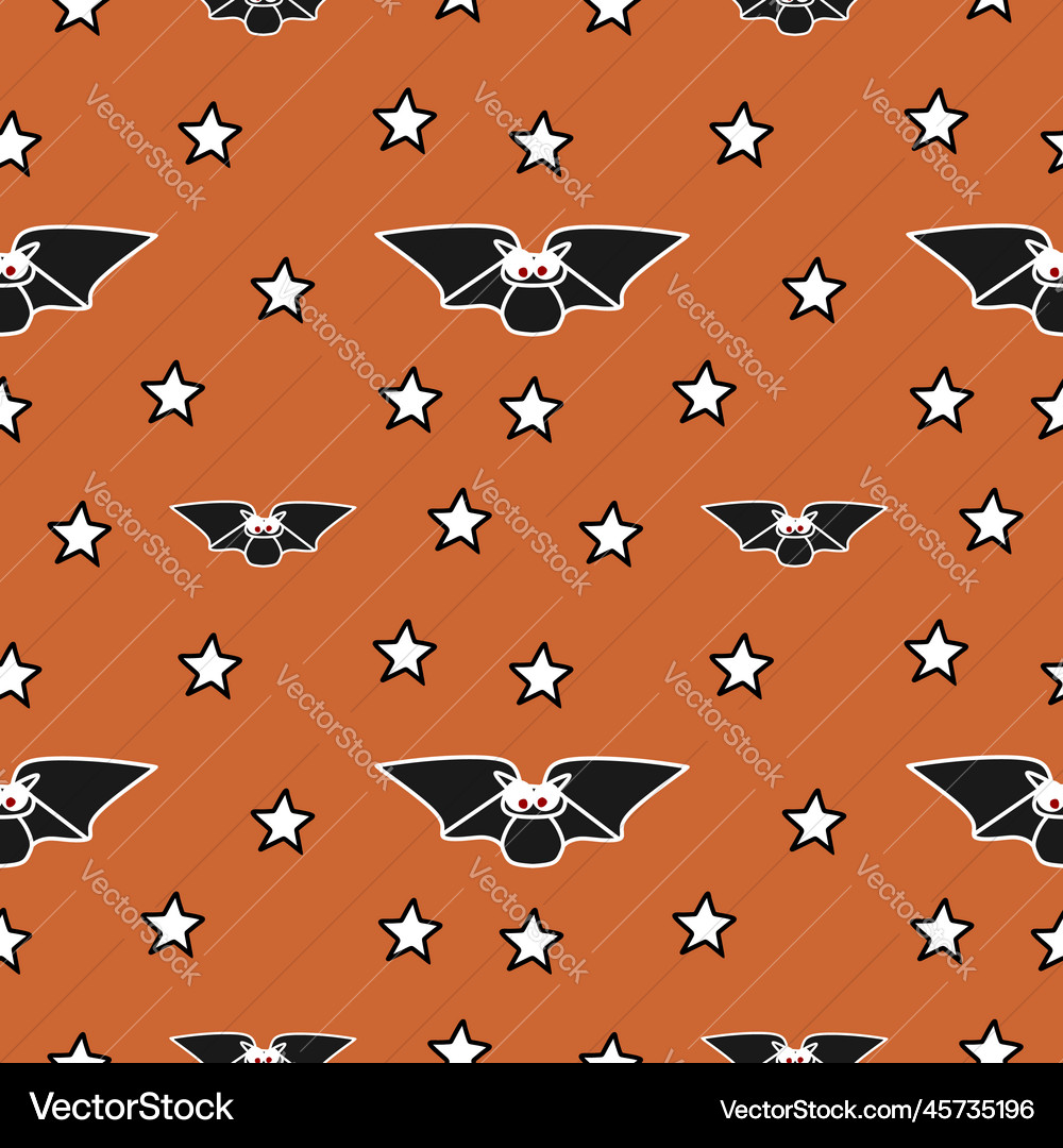 Seamless bat pattern with stars multicolor black Vector Image
