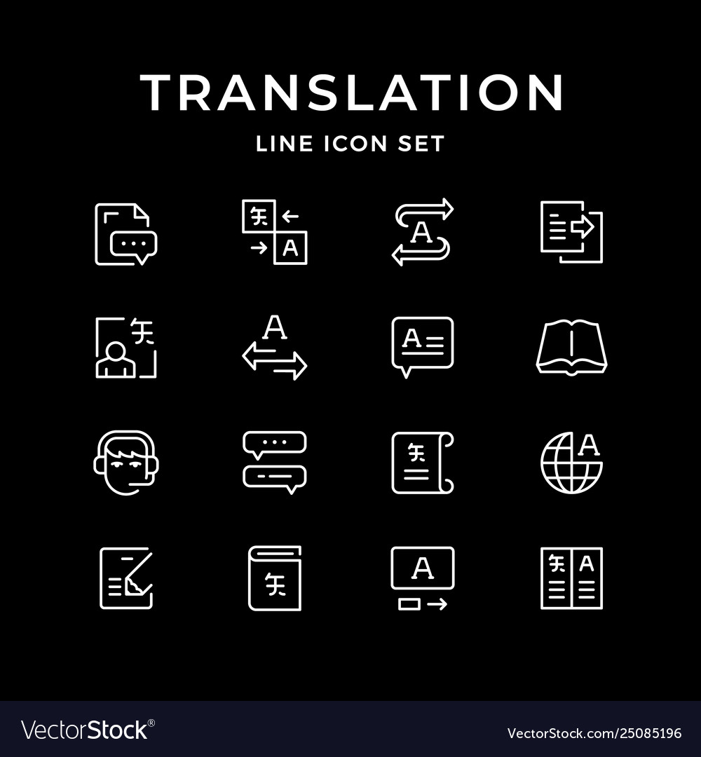 Set line icons translation Royalty Free Vector Image