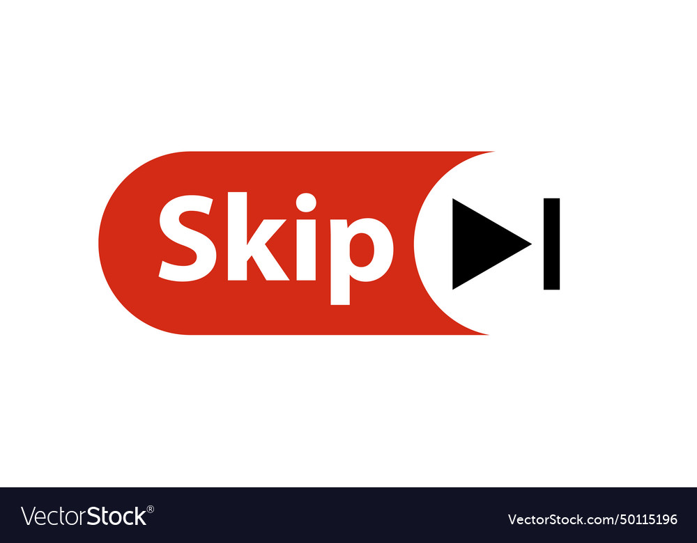 Skip ads button icon stop video ad logo symbol Vector Image