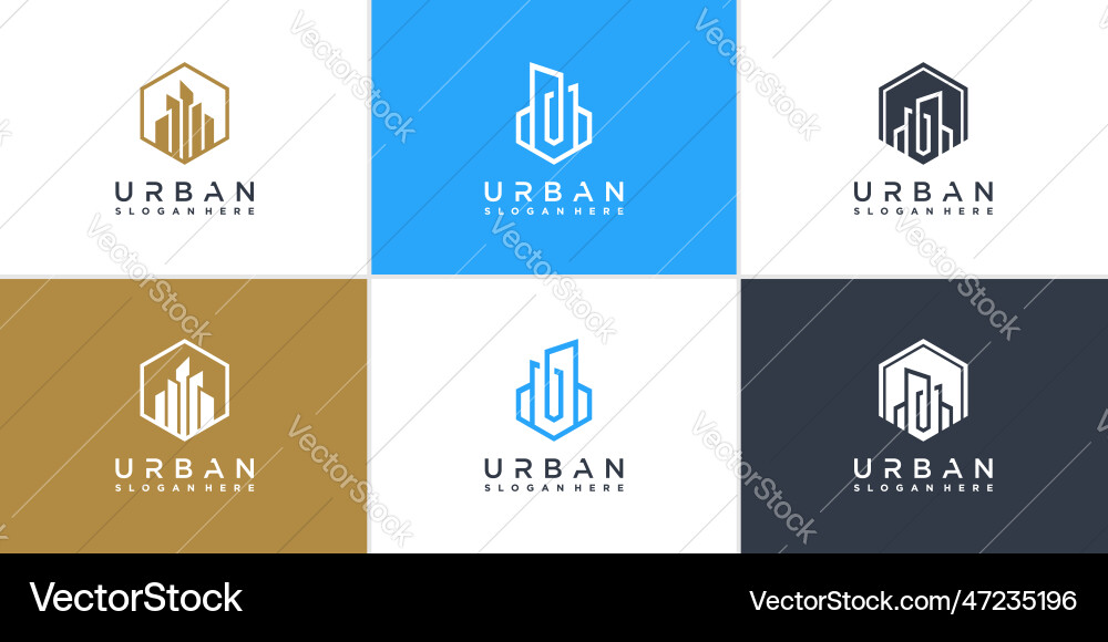 Urban logo collection with modern line style Vector Image