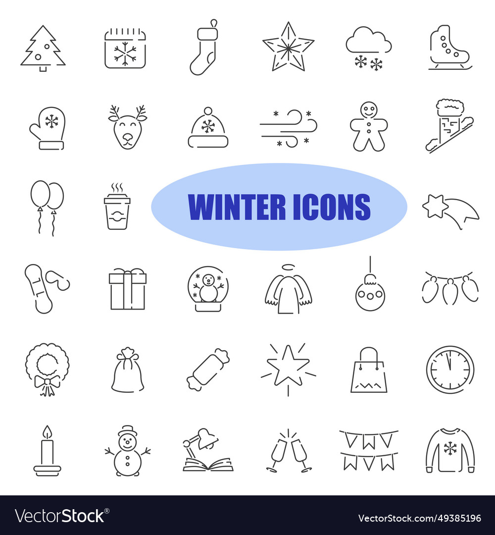 Winter icons christmas and new year Royalty Free Vector
