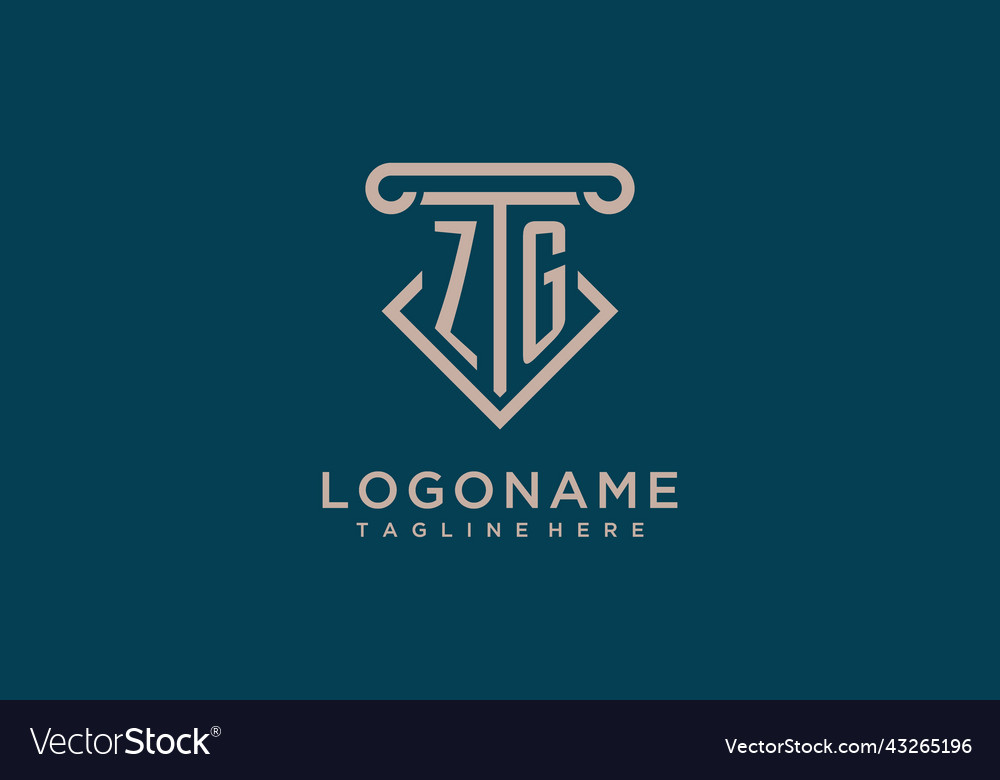 Zg initial with pillar icon design clean Vector Image