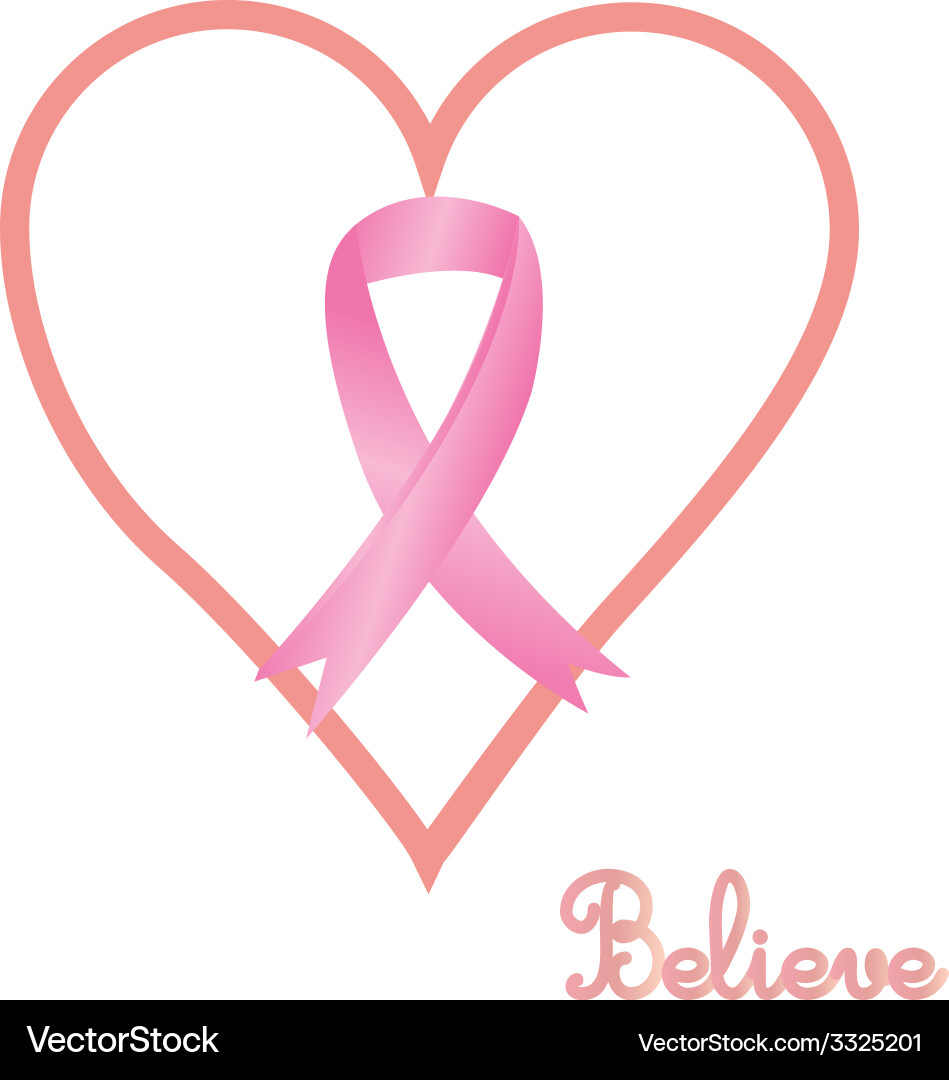 A breast cancer prevention symbol within heart Vector Image