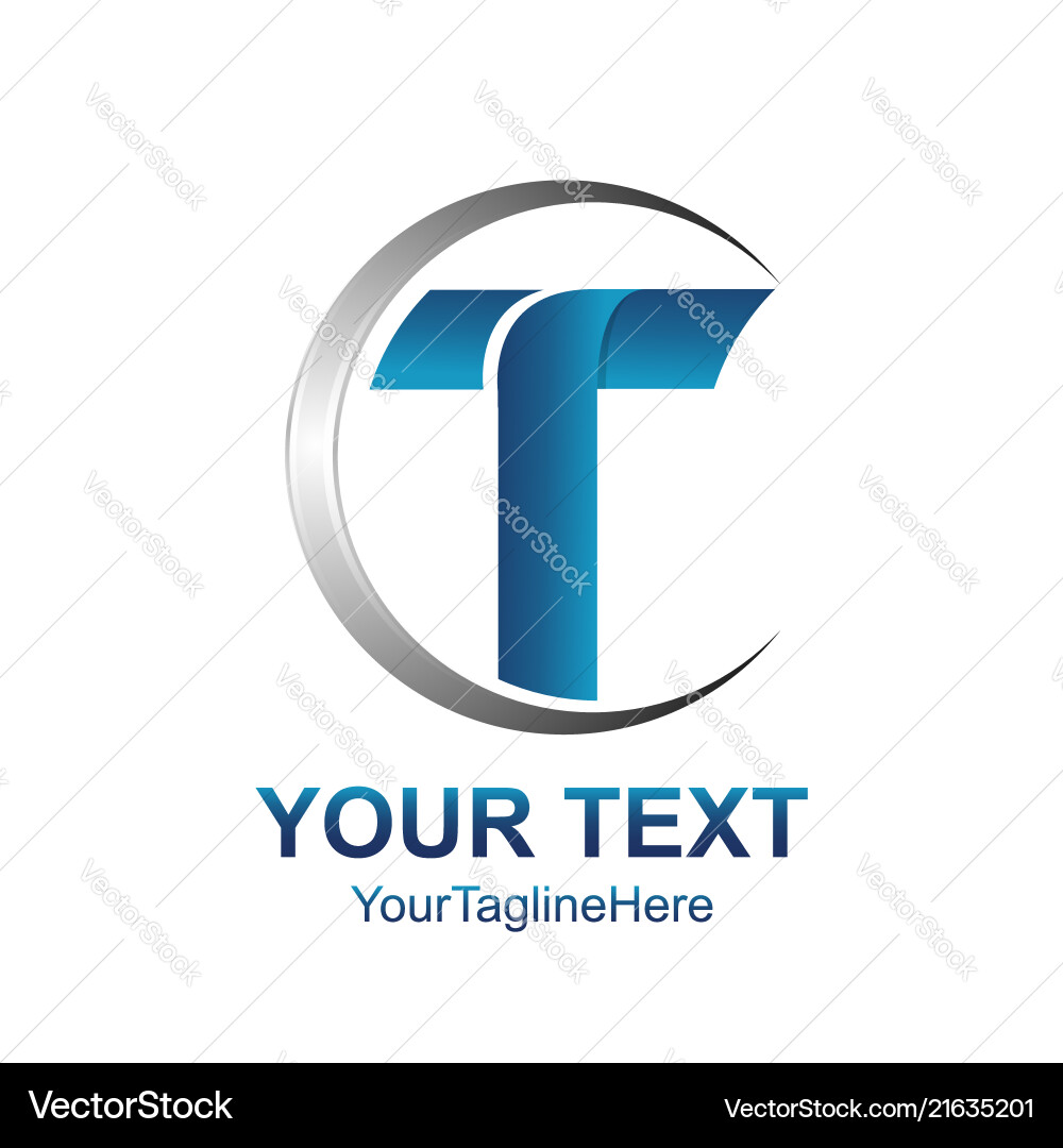 Abstract t letter circle swoosh logo icon template