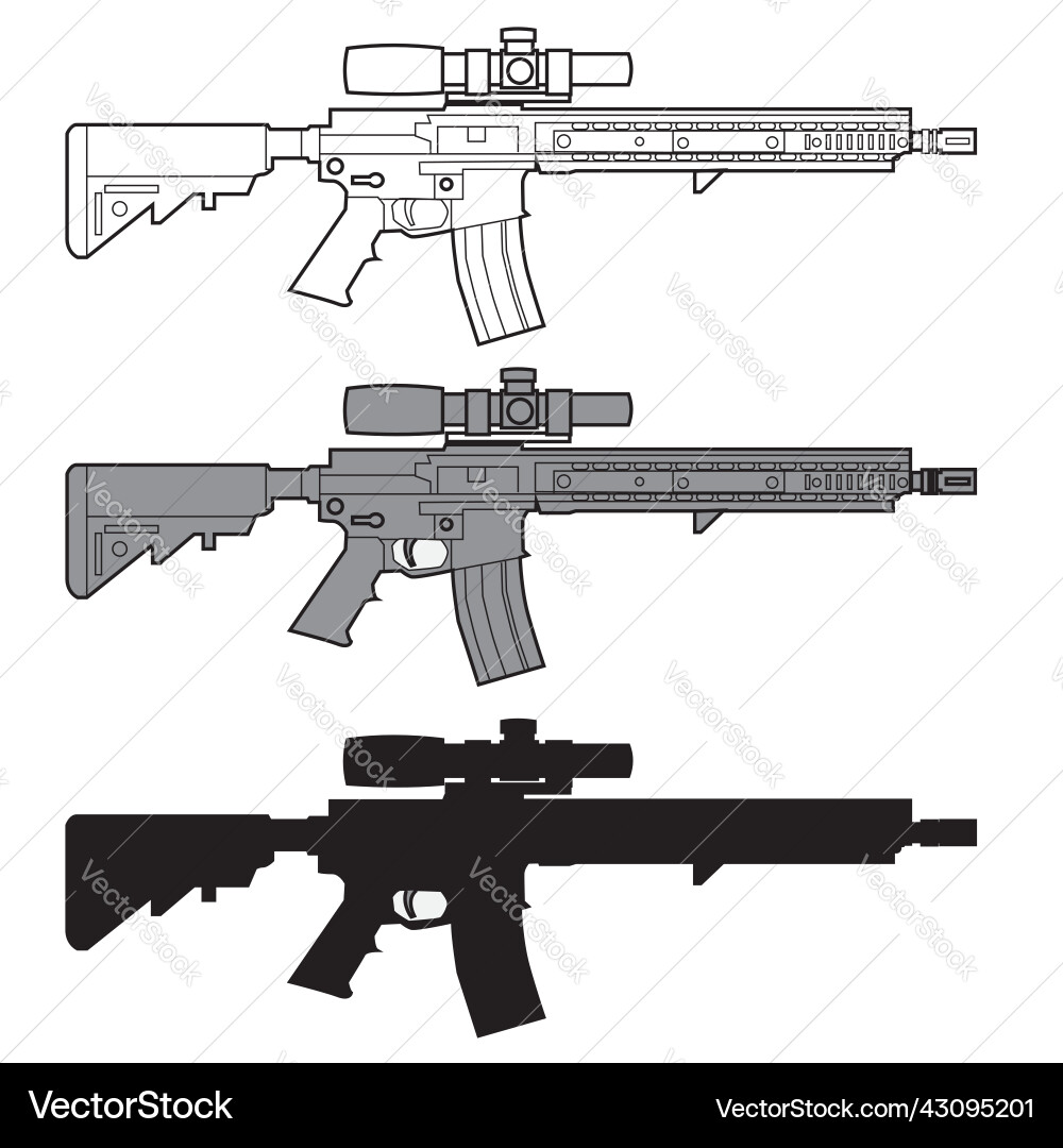 Ar15 rifle gun modern weapon design Royalty Free Vector