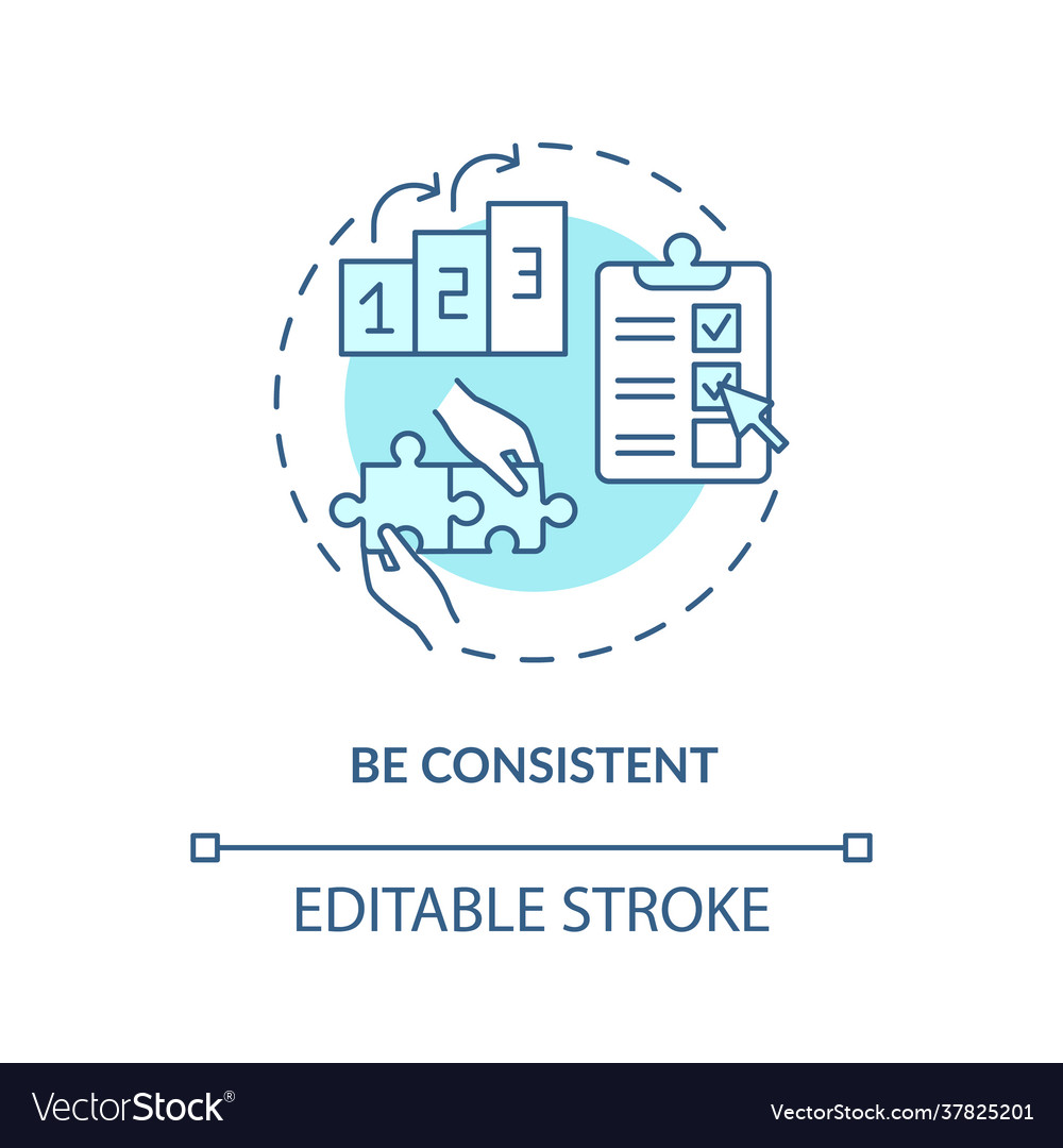Be consistent blue concept icon Royalty Free Vector Image