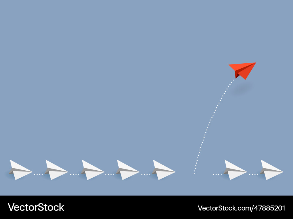 Business concept red paper airplane flying Vector Image