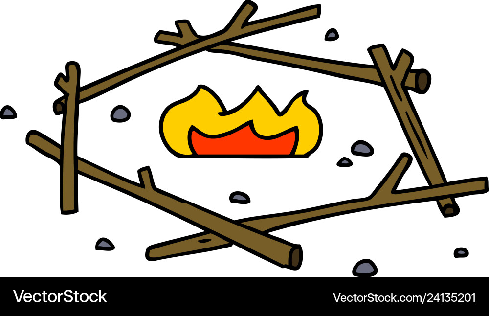 Cartoon doodle of a camp fire Royalty Free Vector Image