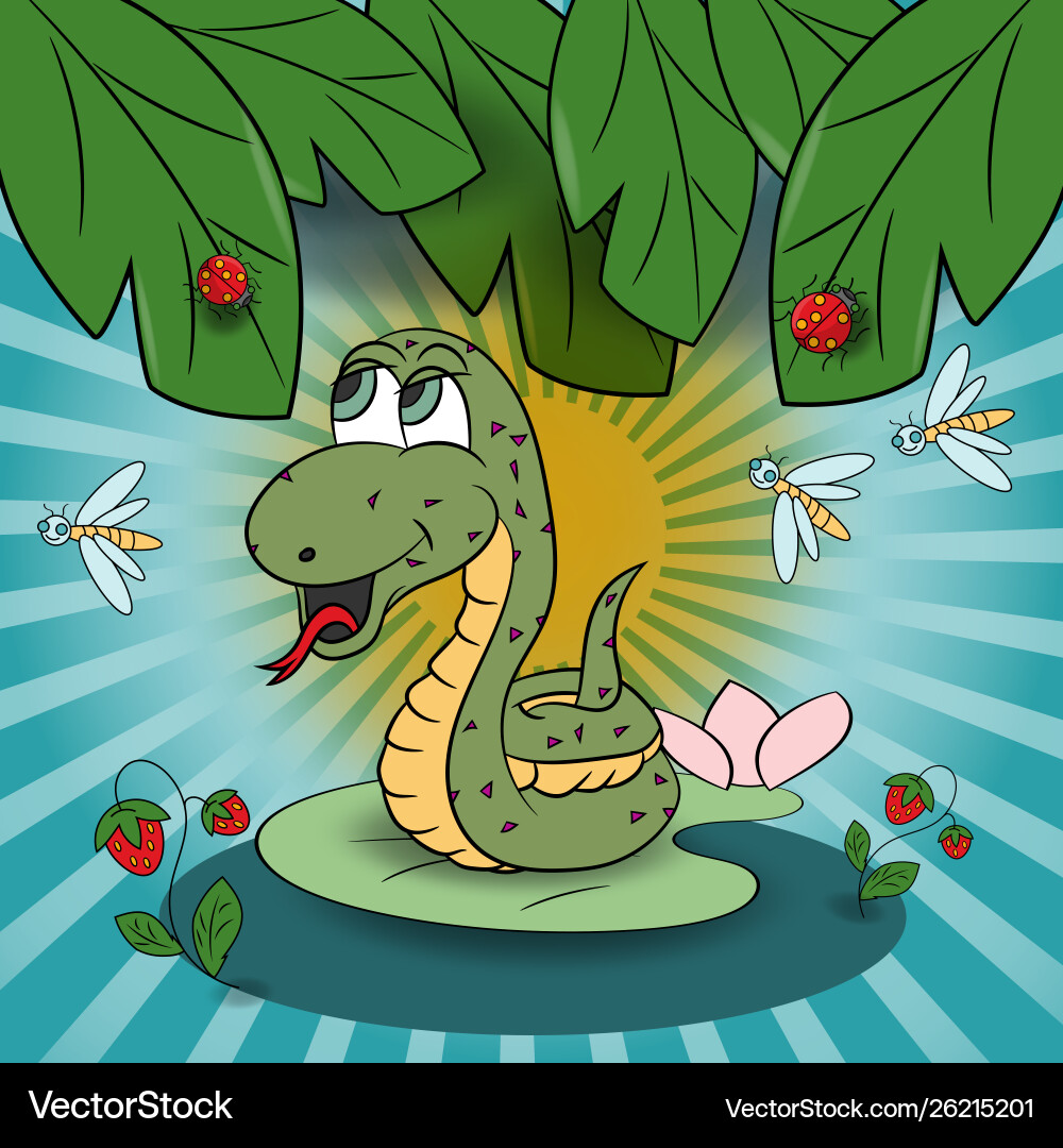Children a small snake sitting on a water Vector Image