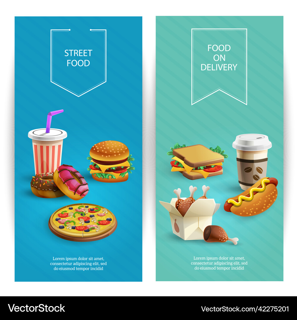 Fast food cartoon banners Royalty Free Vector Image