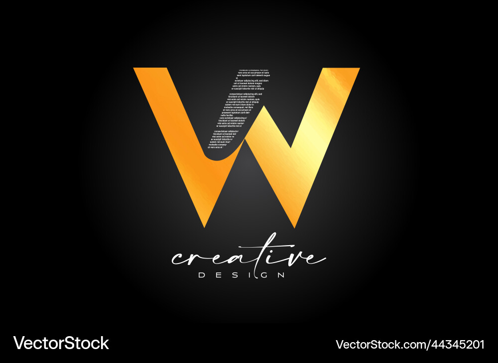 Golden w letter logo design with creative Vector Image