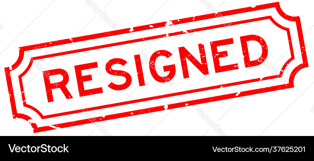 Grunge red resigned word rubber seal stamp Vector Image