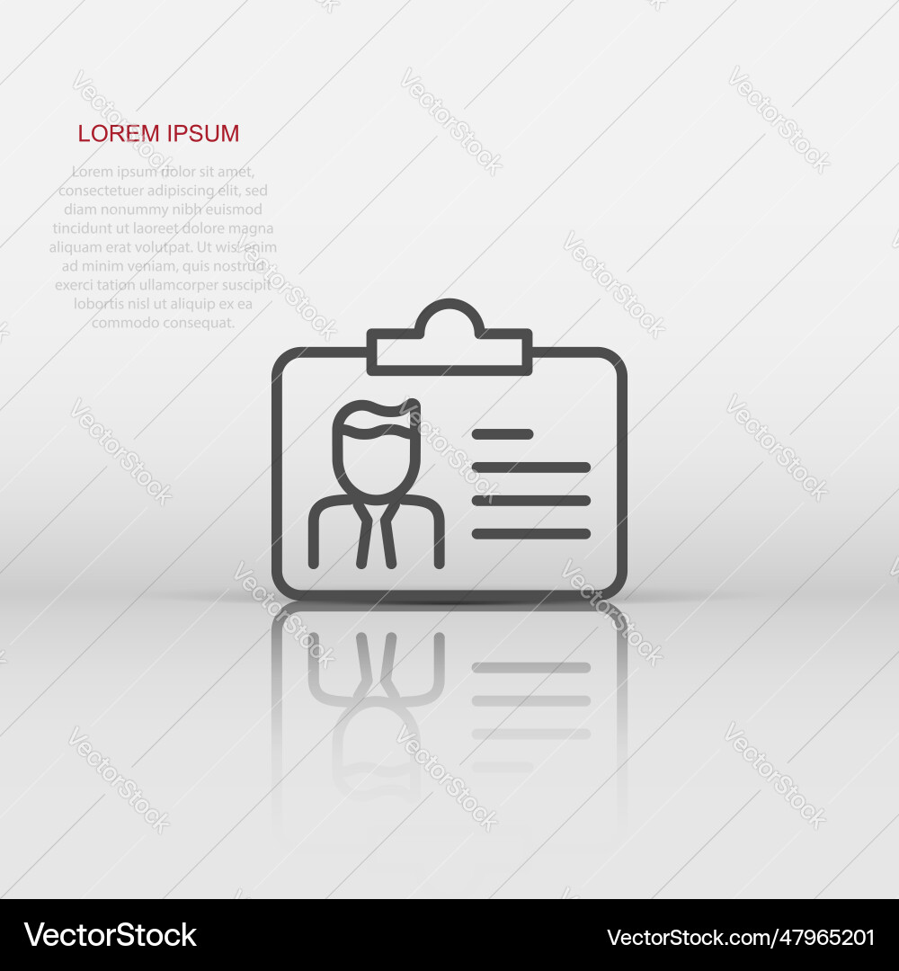 Id card icon in flat style identity tag on white Vector Image