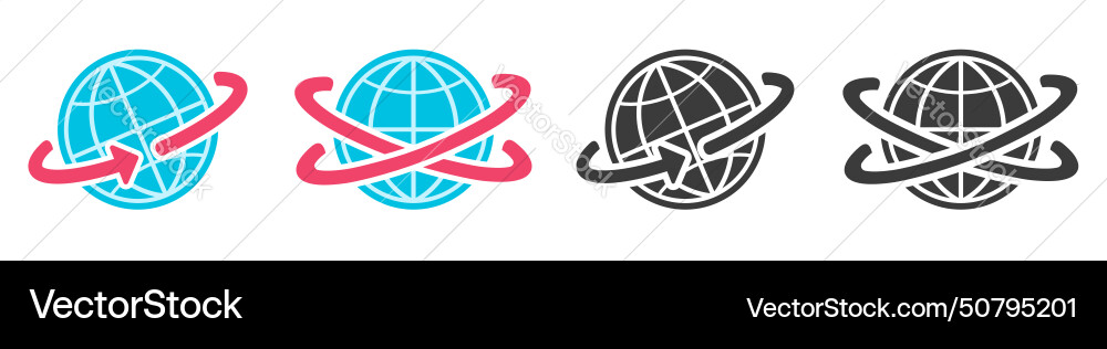 Orbit of satellite around earth planet icon Vector Image